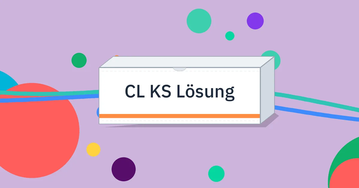Symbolbild: Packung mit der Aufschrift CL KS Lösung (PZN 02334550) – Verfügbarkeit und Bezug in Apotheken in Frankfurt am Main