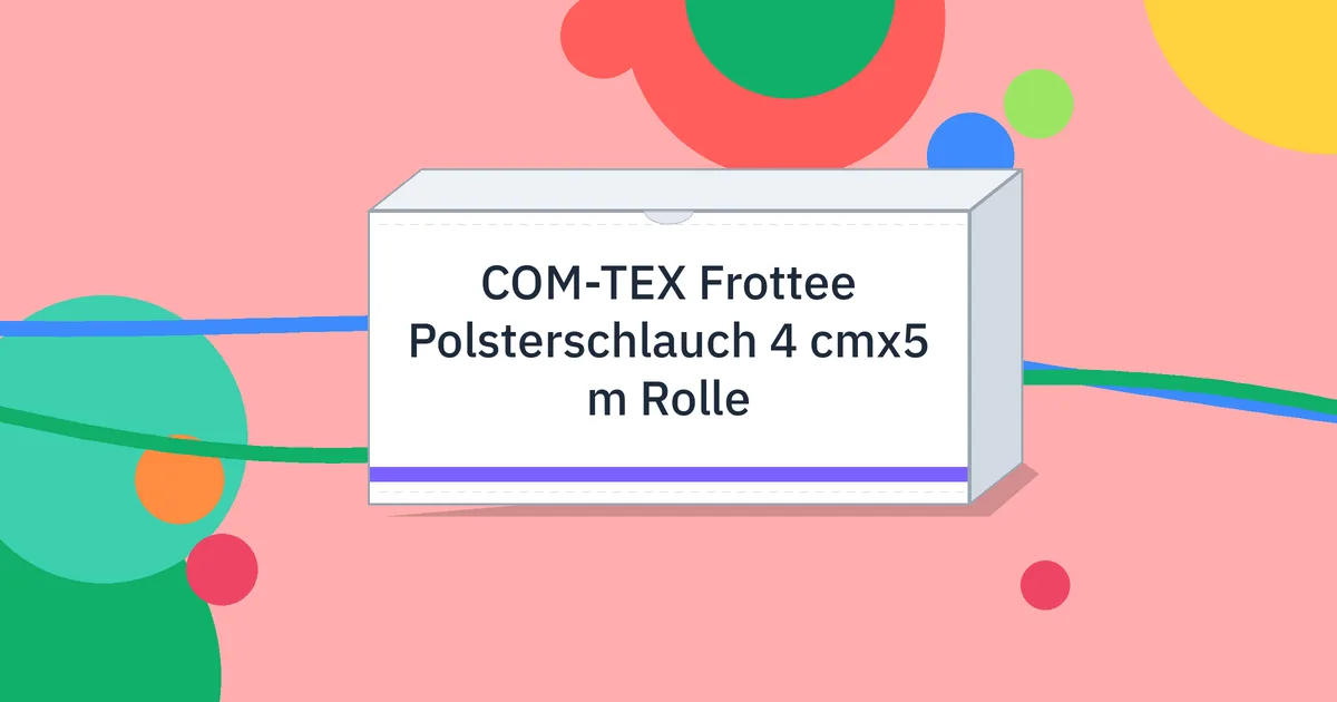Symbolbild: Packung mit der Aufschrift COM-TEX Frottee Polsterschlauch 4 cmx5 m Rolle (PZN 00025968) – Verfügbarkeit und Bezug in Apotheken in Frankfurt am Main