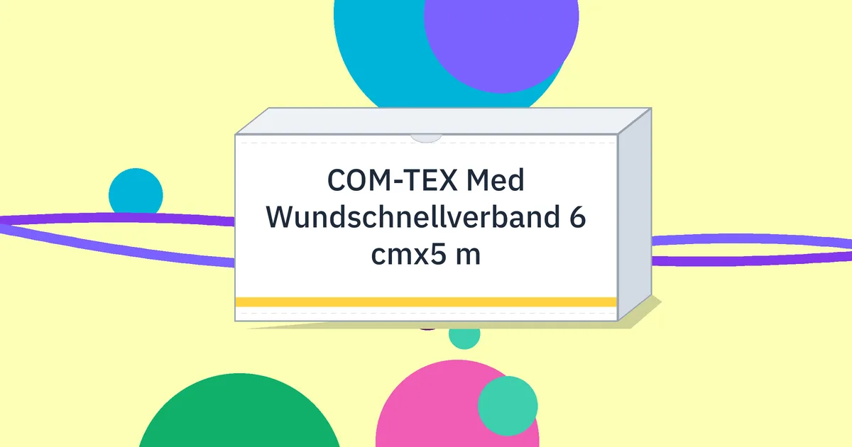 Symbolbild: Packung mit der Aufschrift COM-TEX Med Wundschnellverband 6 cmx5 m (PZN 04723066) – Verfügbarkeit und Bezug in Apotheken in Frankfurt am Main