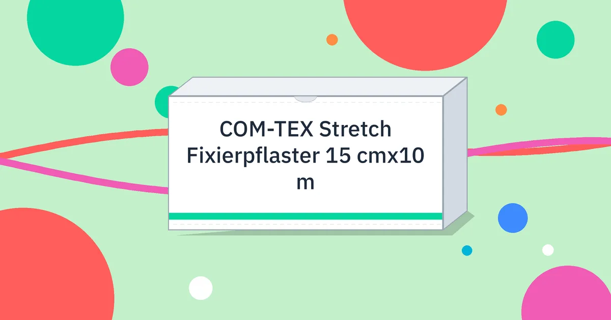Symbolbild: Packung mit der Aufschrift COM-TEX Stretch Fixierpflaster 15 cmx10 m (PZN 04939435) – Verfügbarkeit und Bezug in Apotheken in Frankfurt am Main