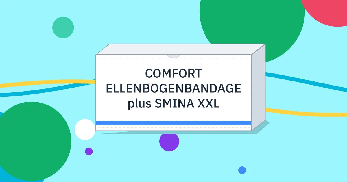 Symbolbild: Packung mit der Aufschrift COMFORT ELLENBOGENBANDAGE plus SMINA XXL (PZN 20163218) – Verfügbarkeit und Bezug in Apotheken in Frankfurt am Main