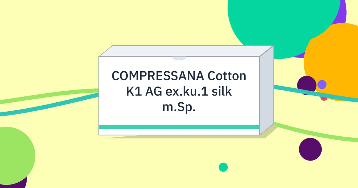 Symbolbild: Packung mit der Aufschrift COMPRESSANA Cotton K1 AG ex.ku.1 silk m.Sp. (PZN 11394982) – Verfügbarkeit und Bezug in Apotheken in Frankfurt am Main