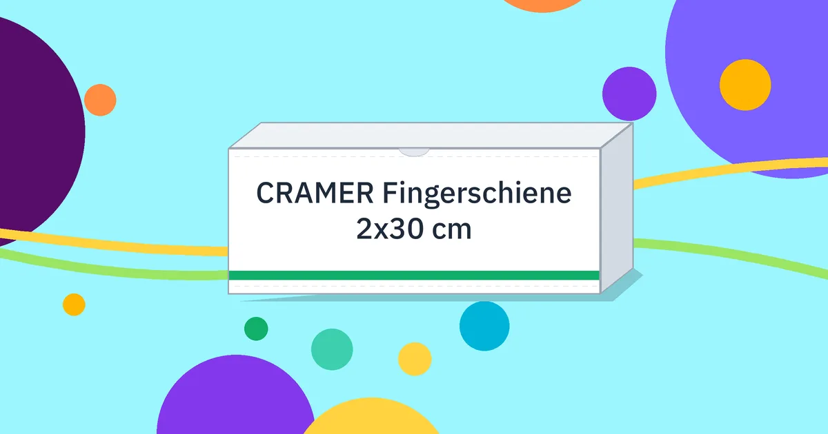 Symbolbild: Packung mit der Aufschrift CRAMER Fingerschiene 2x30 cm (PZN 07004840) – Verfügbarkeit und Bezug in Apotheken in Frankfurt am Main