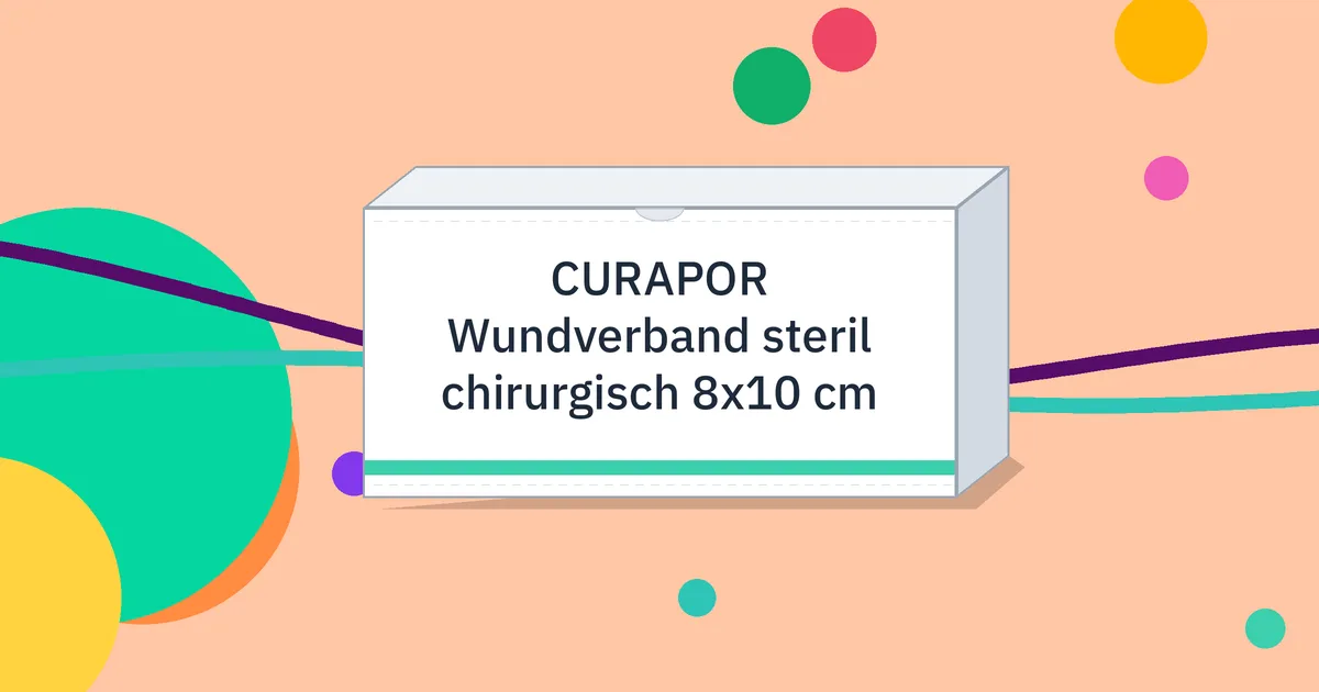 Symbolbild: Packung mit der Aufschrift CURAPOR Wundverband steril chirurgisch 8x10 cm (PZN 19116917) – Verfügbarkeit und Bezug in Apotheken in Frankfurt am Main