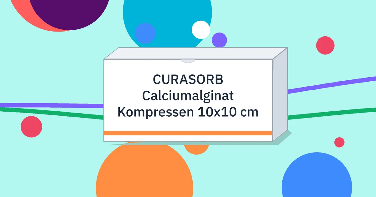 Symbolbild: Packung mit der Aufschrift CURASORB Calciumalginat Kompressen 10x10 cm (PZN 06718566) – Verfügbarkeit und Bezug in Apotheken in Frankfurt am Main