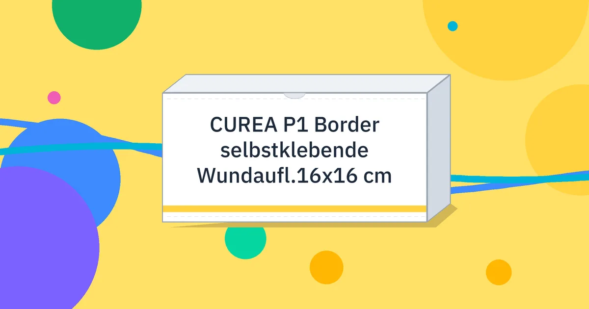 Symbolbild: Packung mit der Aufschrift CUREA P1 Border selbstklebende Wundaufl.16x16 cm (PZN 11113871) – Verfügbarkeit und Bezug in Apotheken in Frankfurt am Main