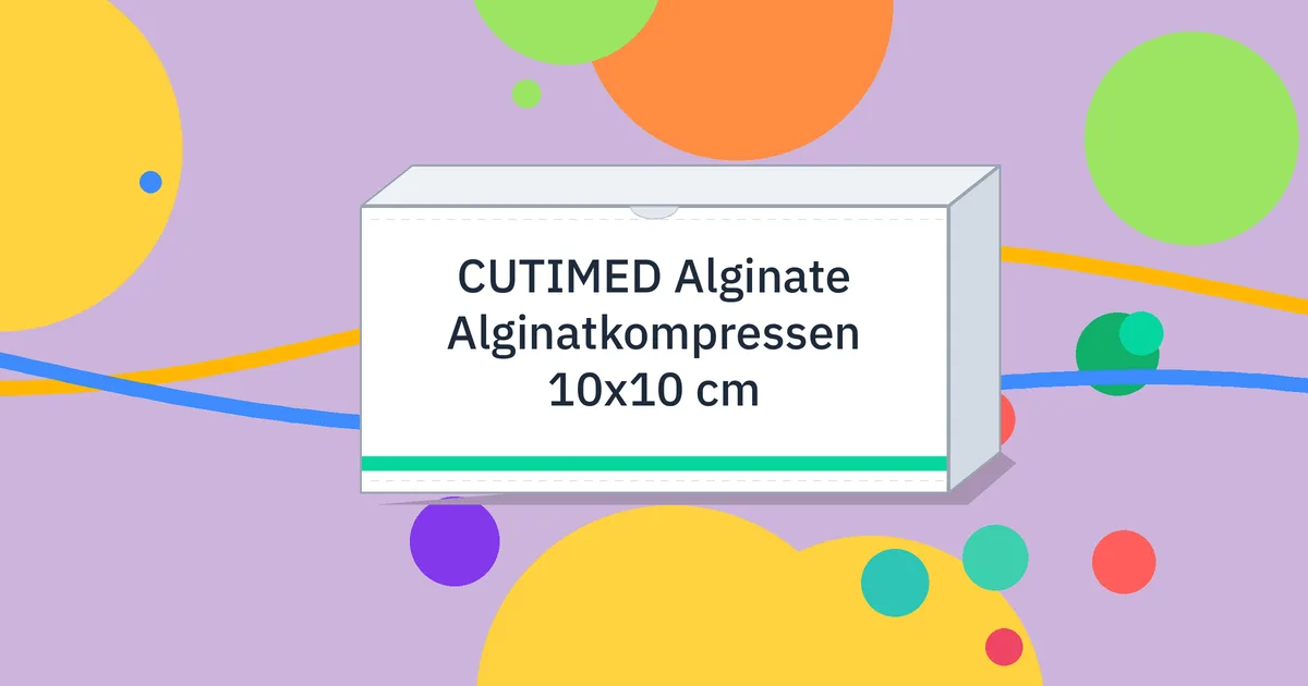 Symbolbild: Packung mit der Aufschrift CUTIMED Alginate Alginatkompressen 10x10 cm (PZN 19830141) – Verfügbarkeit und Bezug in Apotheken in Frankfurt am Main