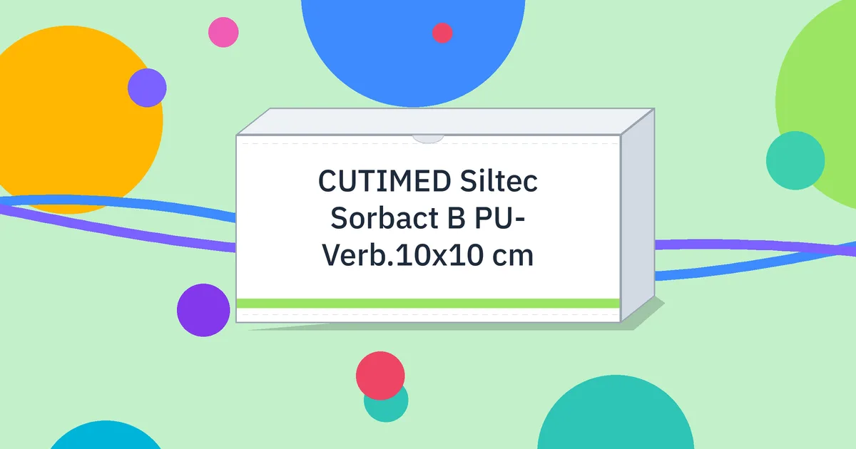Symbolbild: Packung mit der Aufschrift CUTIMED Siltec Sorbact B PU-Verb.10x10 cm (PZN 19809388) – Verfügbarkeit und Bezug in Apotheken in Frankfurt am Main