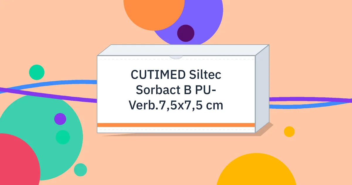 Symbolbild: Packung mit der Aufschrift CUTIMED Siltec Sorbact B PU-Verb.7,5x7,5 cm (PZN 19223524) – Verfügbarkeit und Bezug in Apotheken in Frankfurt am Main