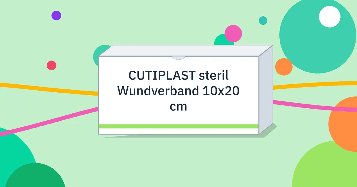 Symbolbild: Packung mit der Aufschrift CUTIPLAST steril Wundverband 10x20 cm (PZN 13886146) – Verfügbarkeit und Bezug in Apotheken in Frankfurt am Main