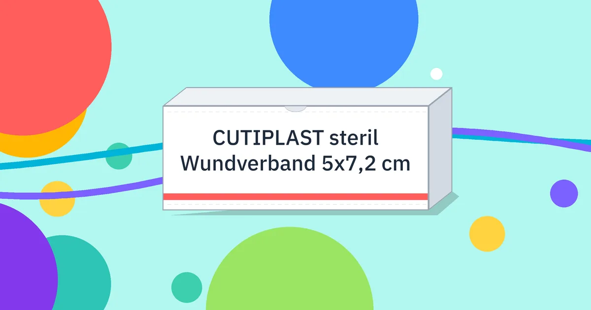 Symbolbild: Packung mit der Aufschrift CUTIPLAST steril Wundverband 5x7,2 cm (PZN 11563611) – Verfügbarkeit und Bezug in Apotheken in Frankfurt am Main