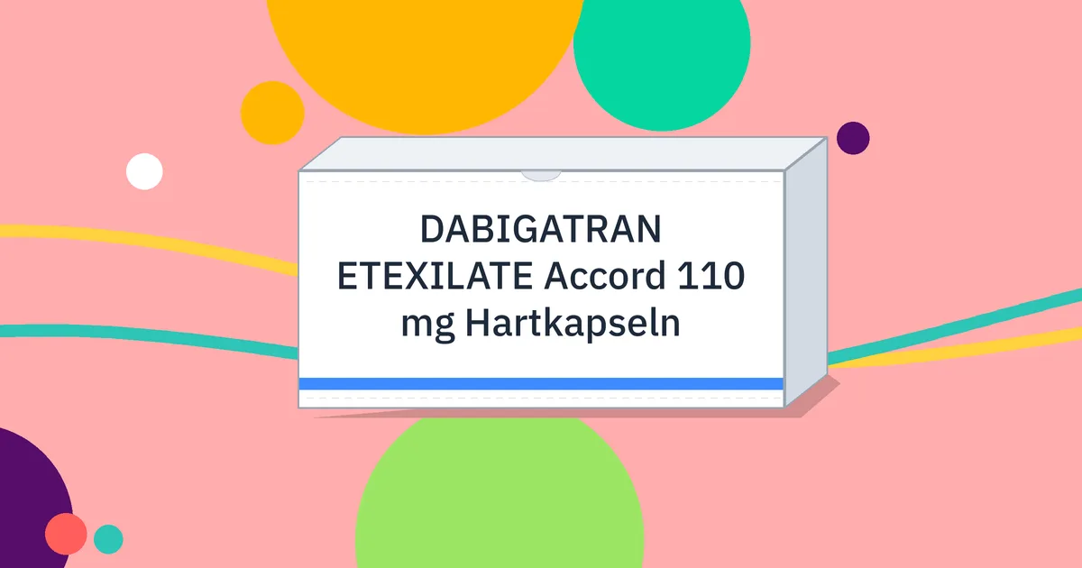 Symbolbild: Packung mit der Aufschrift DABIGATRAN ETEXILATE Accord 110 mg Hartkapseln (PZN 19537731) – Verfügbarkeit und Bezug in Apotheken in Frankfurt am Main