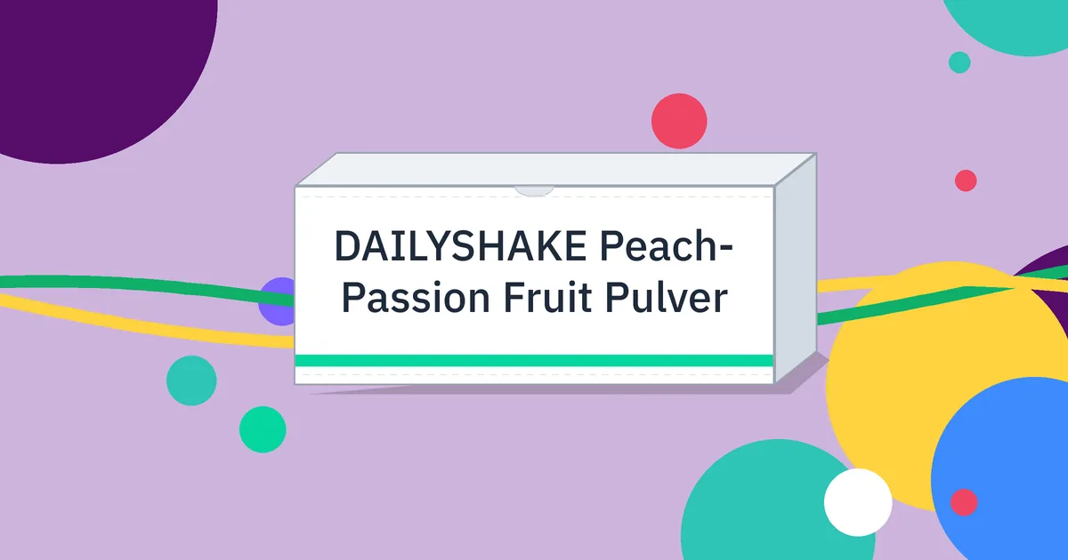 Symbolbild: Packung mit der Aufschrift DAILYSHAKE Peach-Passion Fruit Pulver (PZN 13910554) – Verfügbarkeit und Bezug in Apotheken in Frankfurt am Main