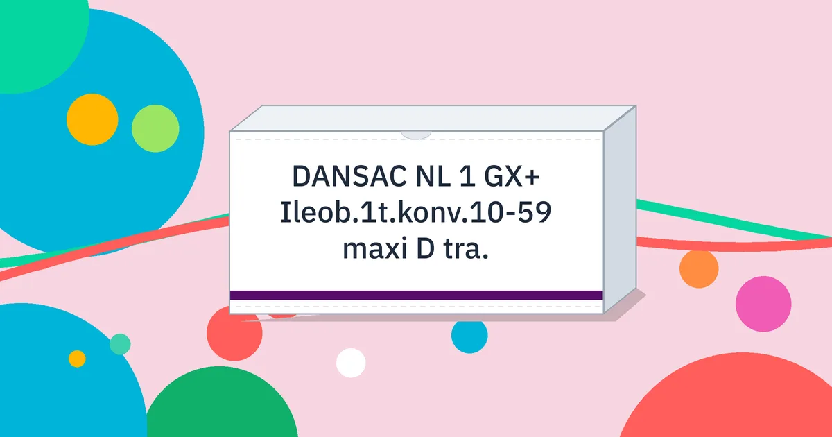 Symbolbild: Packung mit der Aufschrift DANSAC NL 1 GX+ Ileob.1t.konv.10-59 maxi D tra. (PZN 10920204) – Verfügbarkeit und Bezug in Apotheken in Frankfurt am Main