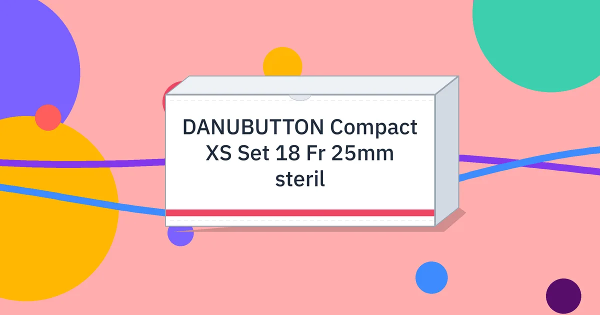 Symbolbild: Packung mit der Aufschrift DANUBUTTON Compact XS Set 18 Fr 25mm steril (PZN 19853030) – Verfügbarkeit und Bezug in Apotheken in Frankfurt am Main