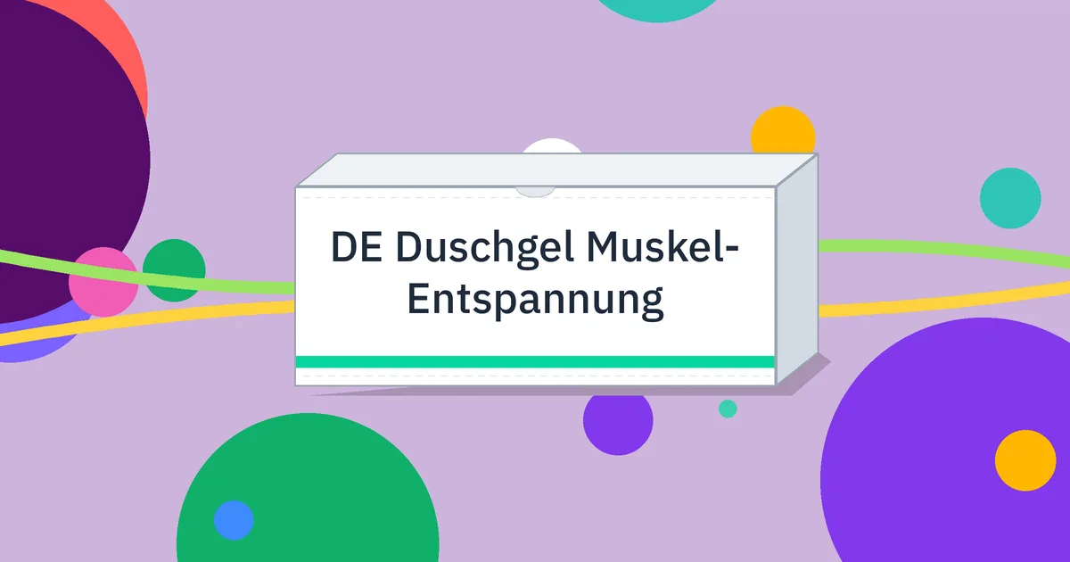 Symbolbild: Packung mit der Aufschrift DE Duschgel Muskel-Entspannung (PZN 19385971) – Verfügbarkeit und Bezug in Apotheken in Frankfurt am Main
