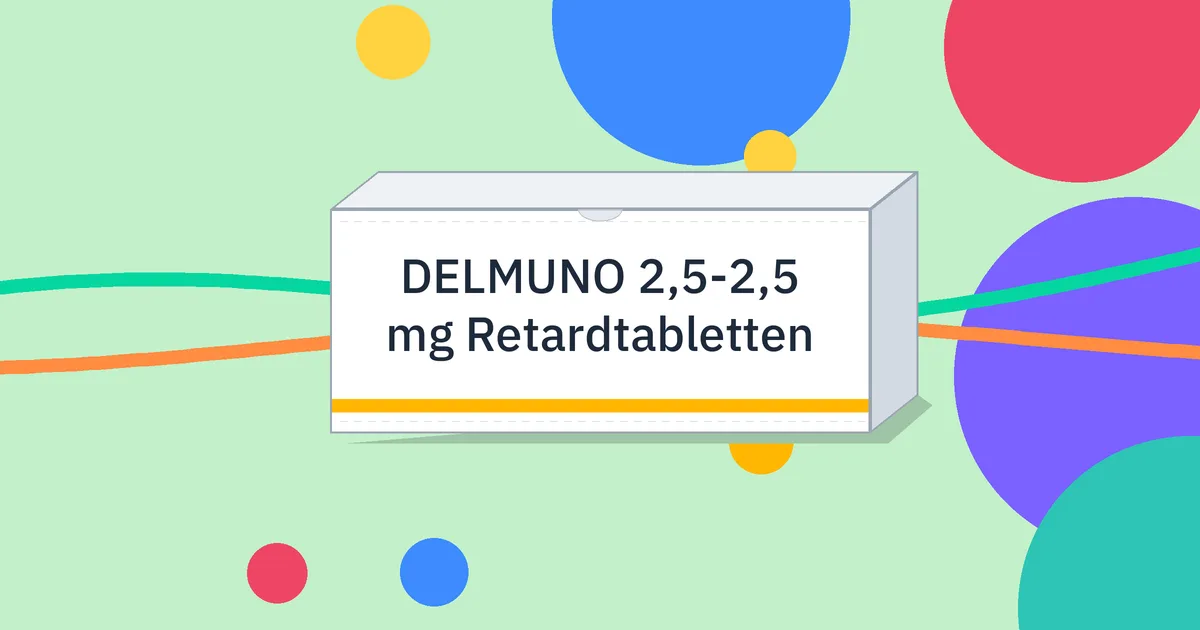 Symbolbild: Packung mit der Aufschrift DELMUNO 2,5-2,5 mg Retardtabletten (PZN 18003370) – Verfügbarkeit und Bezug in Apotheken in Frankfurt am Main