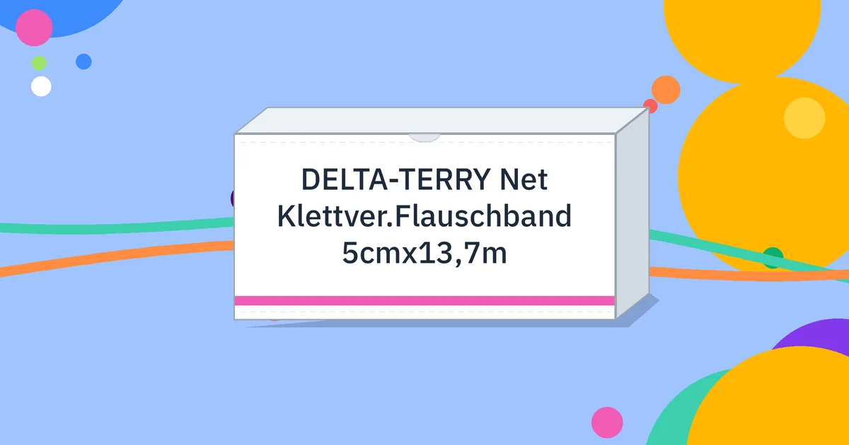 Symbolbild: Packung mit der Aufschrift DELTA-TERRY Net Klettver.Flauschband 5cmx13,7m (PZN 00795531) – Verfügbarkeit und Bezug in Apotheken in Frankfurt am Main