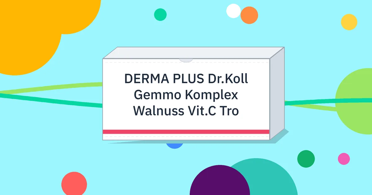 Symbolbild: Packung mit der Aufschrift DERMA PLUS Dr.Koll Gemmo Komplex Walnuss Vit.C Tro (PZN 18137656) – Verfügbarkeit und Bezug in Apotheken in Frankfurt am Main