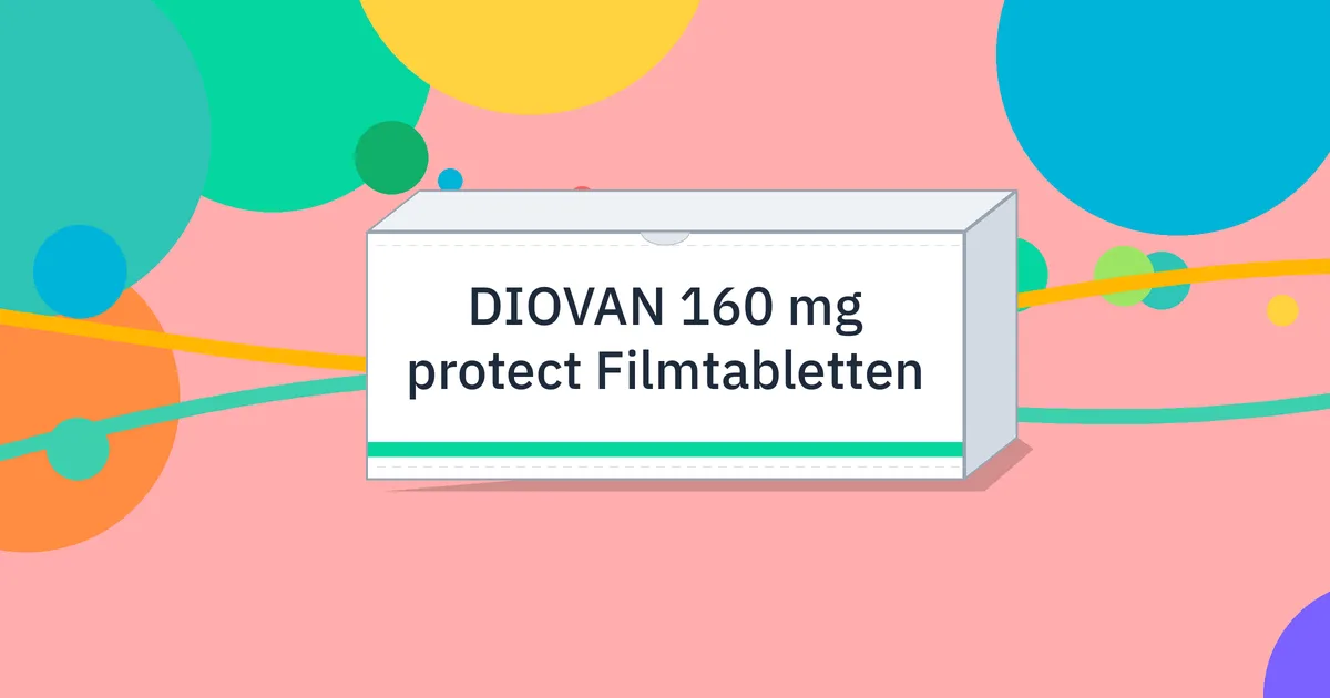 Symbolbild: Packung mit der Aufschrift DIOVAN 160 mg protect Filmtabletten (PZN 19427273) – Verfügbarkeit und Bezug in Apotheken in Frankfurt am Main
