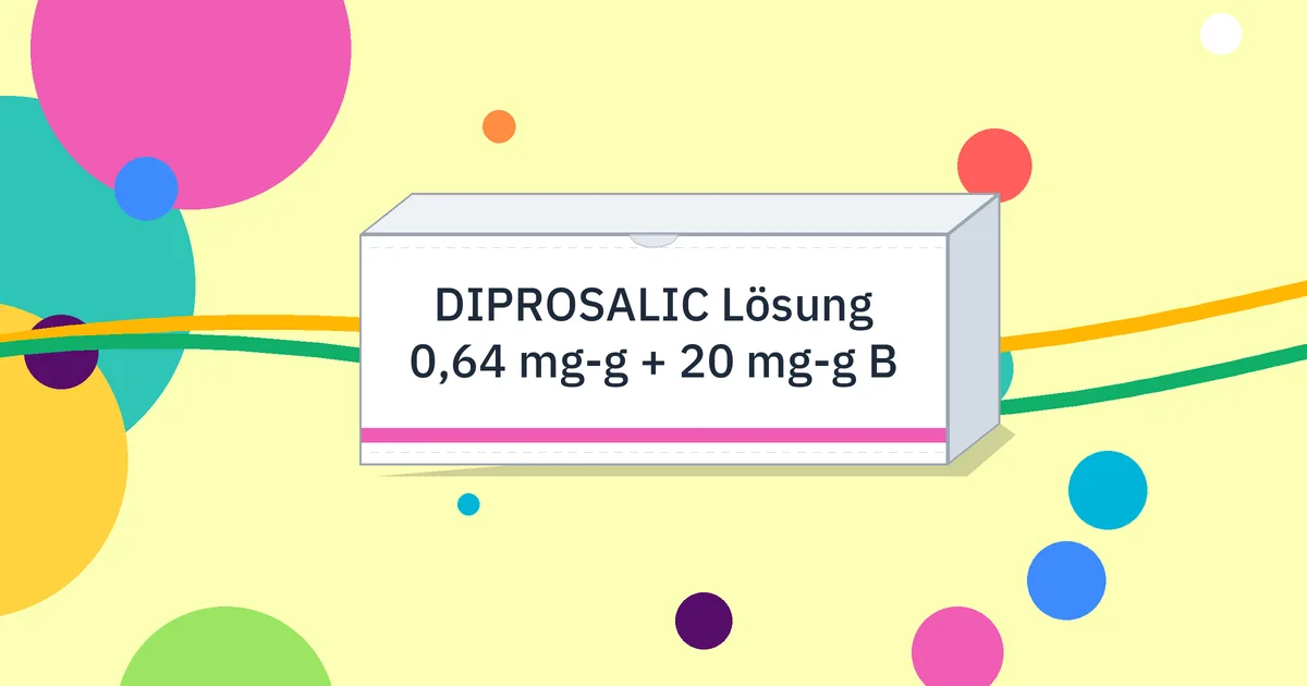 Symbolbild: Packung mit der Aufschrift DIPROSALIC Lösung 0,64 mg-g + 20 mg-g B (PZN 13505500) – Verfügbarkeit und Bezug in Apotheken in Frankfurt am Main