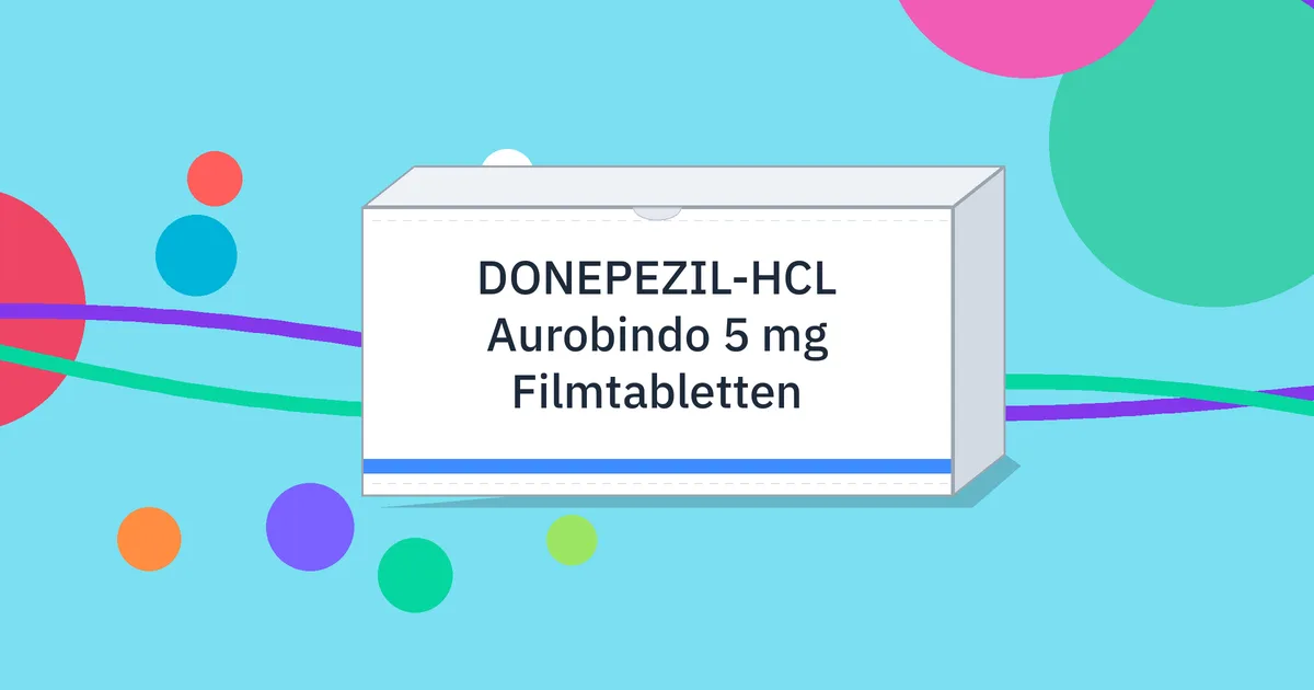 Symbolbild: Packung mit der Aufschrift DONEPEZIL-HCL Aurobindo 5 mg Filmtabletten (PZN 10057768) – Verfügbarkeit und Bezug in Apotheken in Frankfurt am Main
