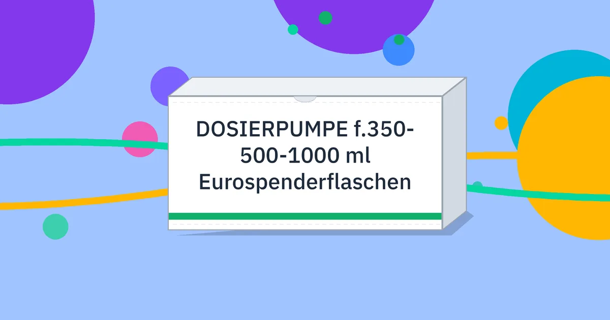 Symbolbild: Packung mit der Aufschrift DOSIERPUMPE f.350-500-1000 ml Eurospenderflaschen (PZN 02254006) – Verfügbarkeit und Bezug in Apotheken in Frankfurt am Main