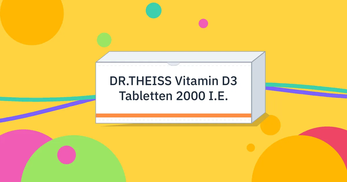 Symbolbild: Packung mit der Aufschrift DR.THEISS Vitamin D3 Tabletten 2000 I.E. (PZN 19902900) – Verfügbarkeit und Bezug in Apotheken in Frankfurt am Main