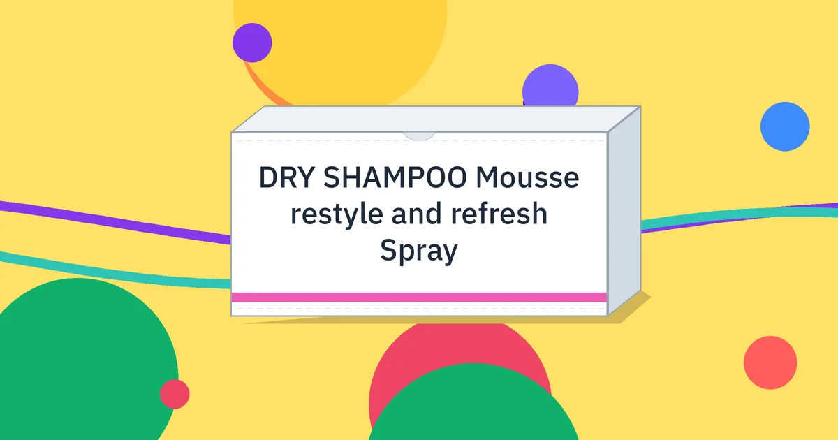 Symbolbild: Packung mit der Aufschrift DRY SHAMPOO Mousse restyle and refresh Spray (PZN 18108169) – Verfügbarkeit und Bezug in Apotheken in Frankfurt am Main