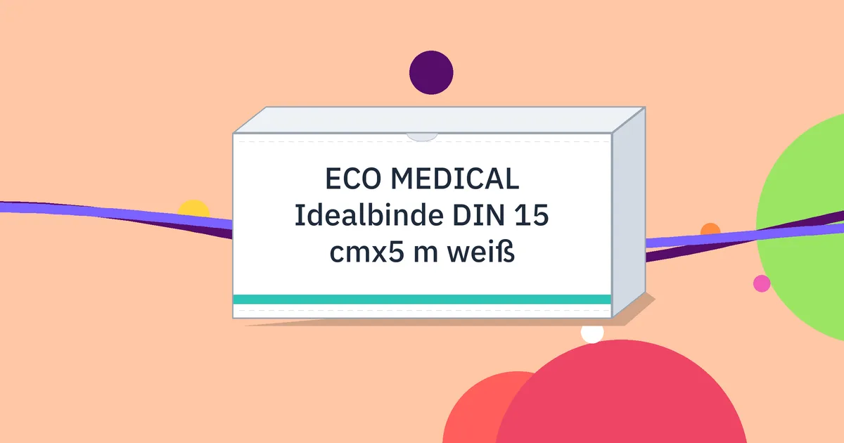 Symbolbild: Packung mit der Aufschrift ECO MEDICAL Idealbinde DIN 15 cmx5 m weiß (PZN 08644754) – Verfügbarkeit und Bezug in Apotheken in Frankfurt am Main