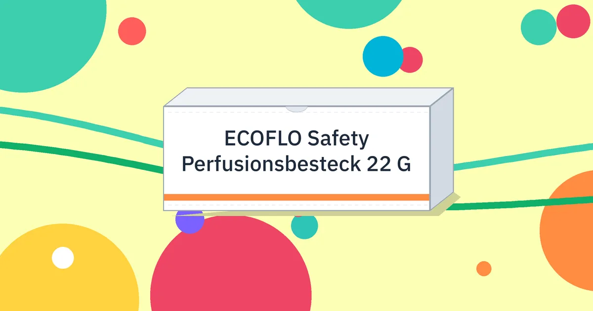 Symbolbild: Packung mit der Aufschrift ECOFLO Safety Perfusionsbesteck 22 G (PZN 19888471) – Verfügbarkeit und Bezug in Apotheken in Frankfurt am Main