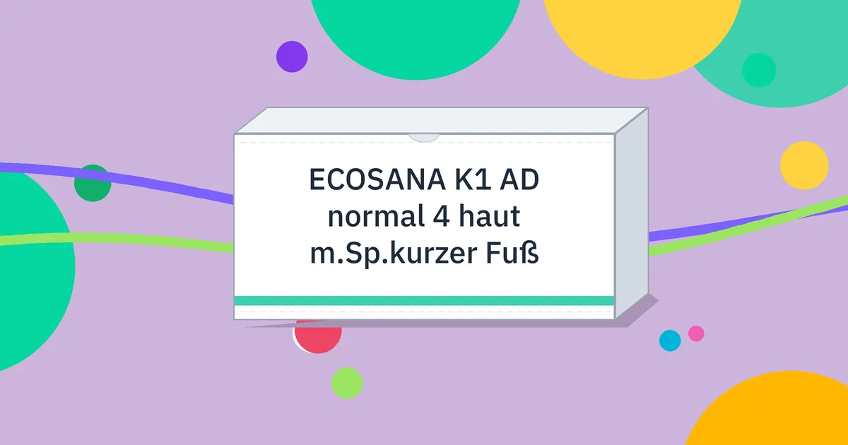 Symbolbild: Packung mit der Aufschrift ECOSANA K1 AD normal 4 haut m.Sp.kurzer Fuß (PZN 04724918) – Verfügbarkeit und Bezug in Apotheken in Frankfurt am Main