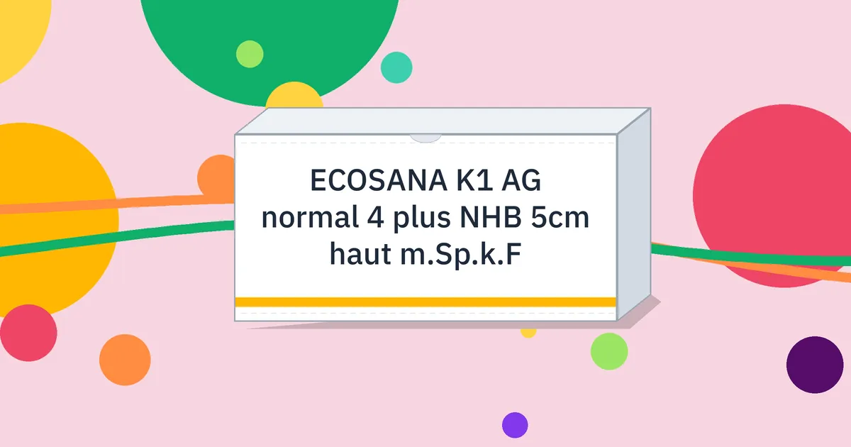 Symbolbild: Packung mit der Aufschrift ECOSANA K1 AG normal 4 plus NHB 5cm haut m.Sp.k.F (PZN 04728632) – Verfügbarkeit und Bezug in Apotheken in Frankfurt am Main