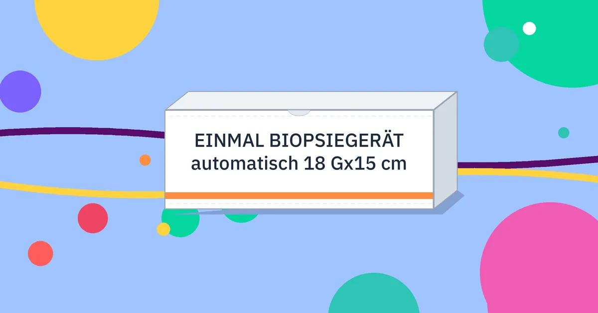Symbolbild: Packung mit der Aufschrift EINMAL BIOPSIEGERÄT automatisch 18 Gx15 cm (PZN 14384292) – Verfügbarkeit und Bezug in Apotheken in Frankfurt am Main