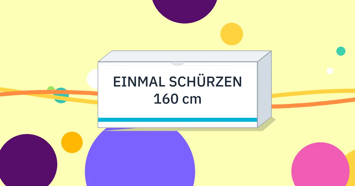 Symbolbild: Packung mit der Aufschrift EINMAL SCHÜRZEN 160 cm (PZN 01234013) – Verfügbarkeit und Bezug in Apotheken in Frankfurt am Main