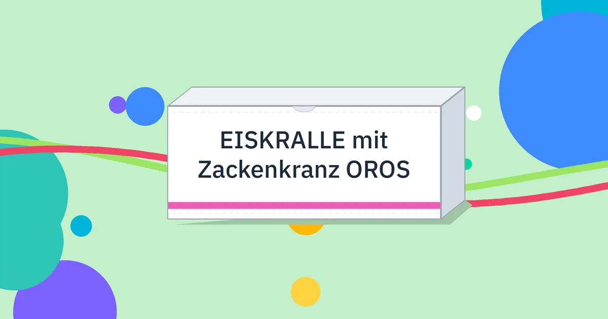 Symbolbild: Packung mit der Aufschrift EISKRALLE mit Zackenkranz OROS (PZN 00877128) – Verfügbarkeit und Bezug in Apotheken in Frankfurt am Main
