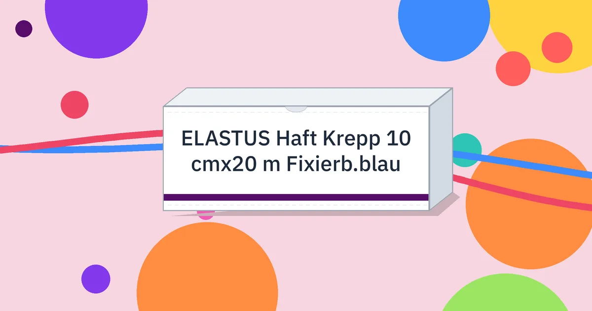 Symbolbild: Packung mit der Aufschrift ELASTUS Haft Krepp 10 cmx20 m Fixierb.blau (PZN 02742384) – Verfügbarkeit und Bezug in Apotheken in Frankfurt am Main