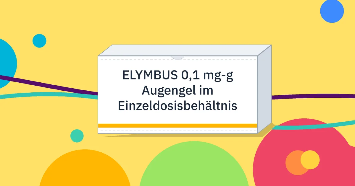 Symbolbild: Packung mit der Aufschrift ELYMBUS 0,1 mg-g Augengel im Einzeldosisbehältnis (PZN 18818267) – Verfügbarkeit und Bezug in Apotheken in Frankfurt am Main