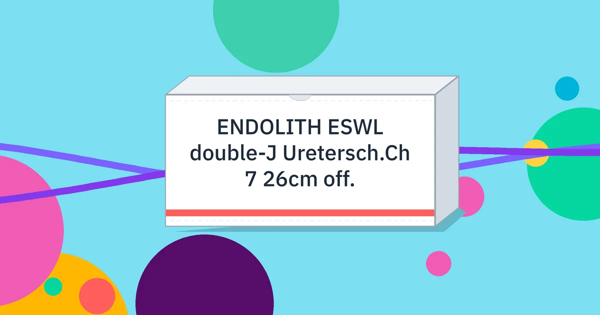 Symbolbild: Packung mit der Aufschrift ENDOLITH ESWL double-J Uretersch.Ch 7 26cm off. (PZN 00438334) – Verfügbarkeit und Bezug in Apotheken in Frankfurt am Main
