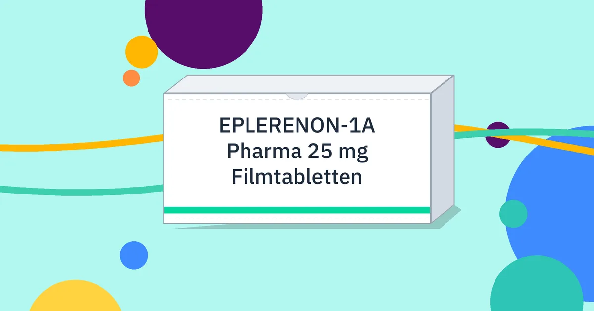Symbolbild: Packung mit der Aufschrift EPLERENON-1A Pharma 25 mg Filmtabletten (PZN 10991196) – Verfügbarkeit und Bezug in Apotheken in Frankfurt am Main