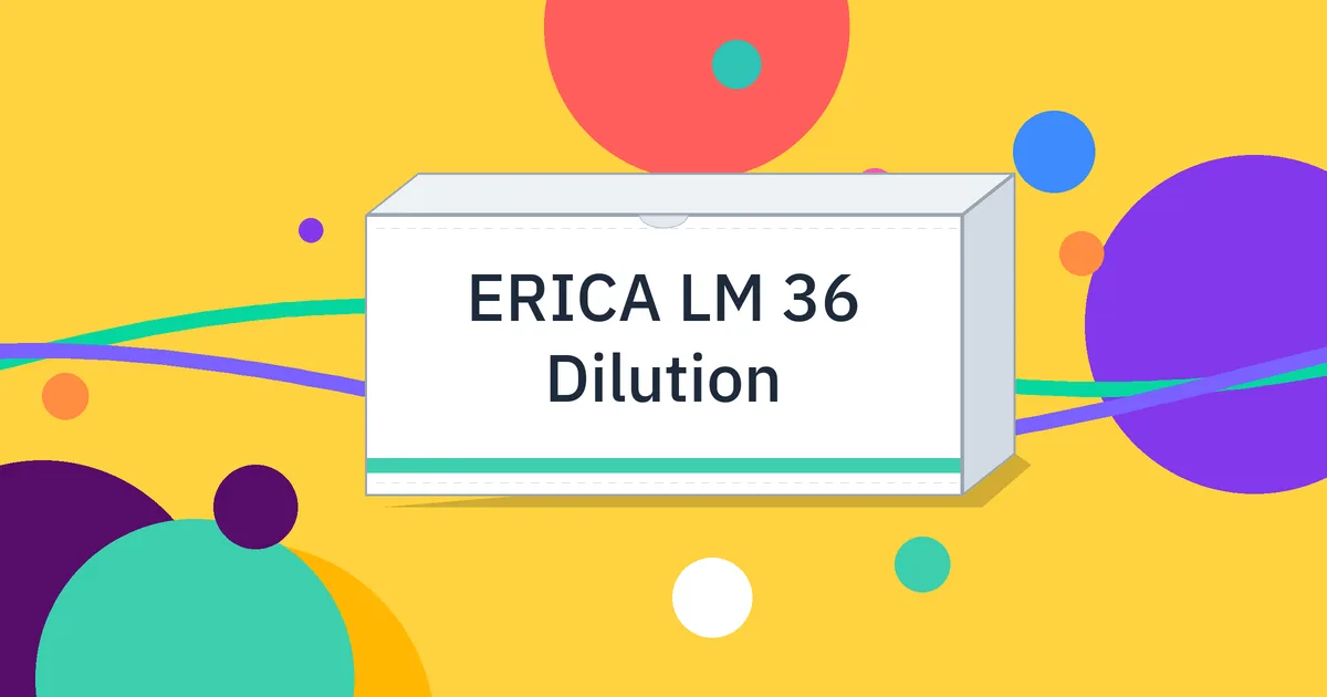 Symbolbild: Packung mit der Aufschrift ERICA LM 36 Dilution (PZN 13477904) – Verfügbarkeit und Bezug in Apotheken in Frankfurt am Main