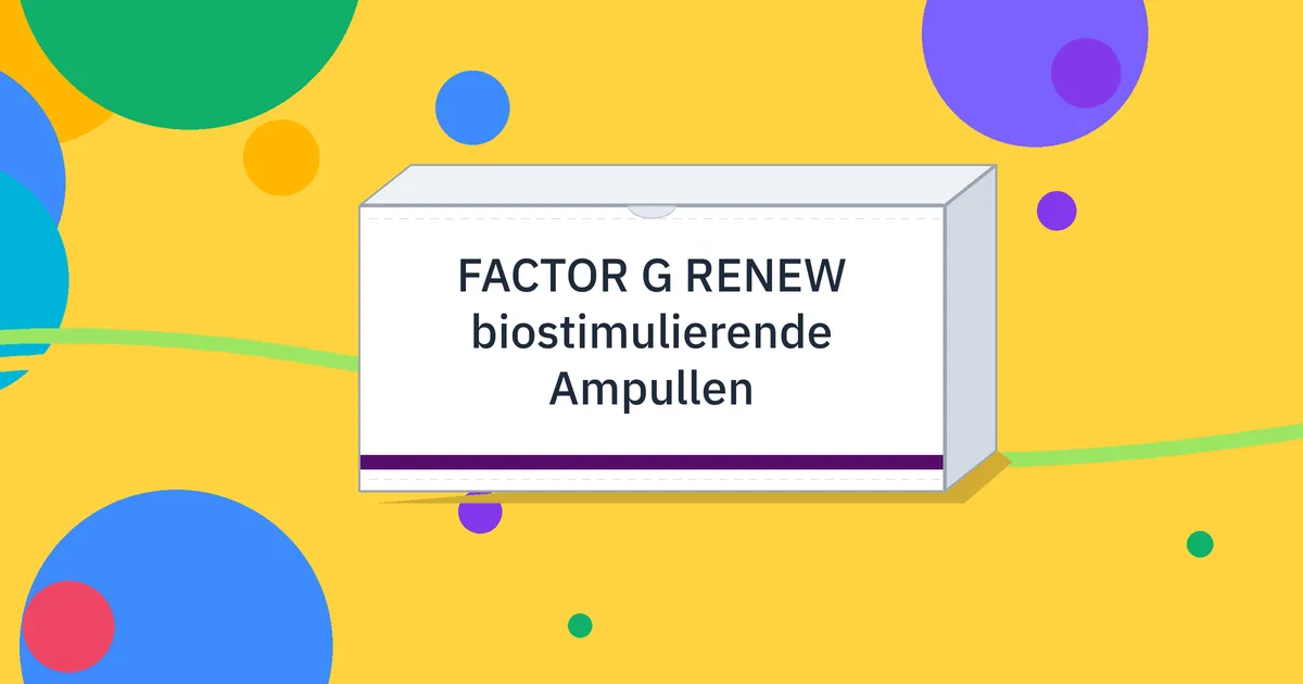 Symbolbild: Packung mit der Aufschrift FACTOR G RENEW biostimulierende Ampullen (PZN 18018609) – Verfügbarkeit und Bezug in Apotheken in Frankfurt am Main