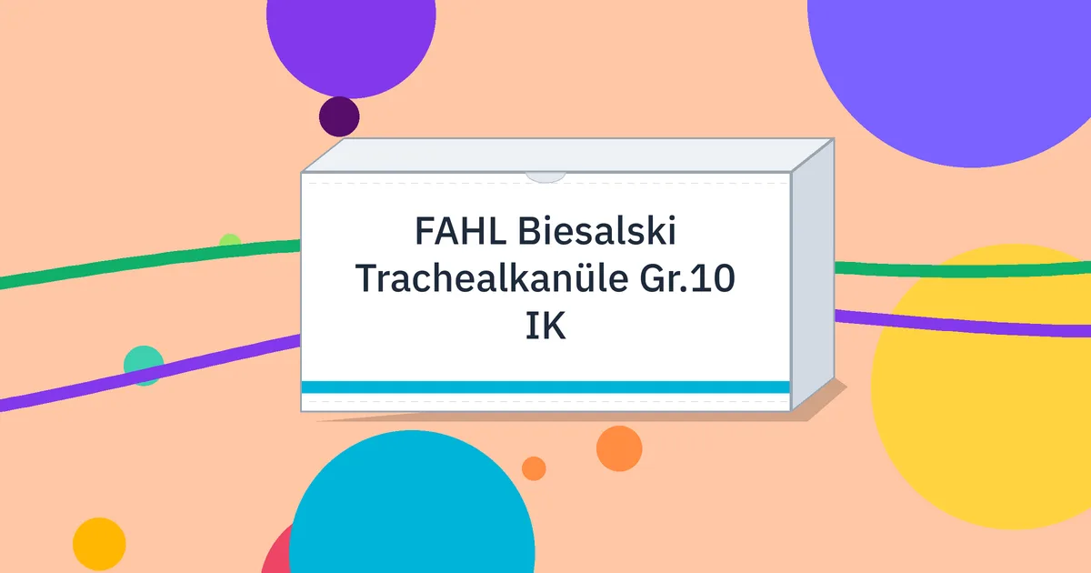 Symbolbild: Packung mit der Aufschrift FAHL Biesalski Trachealkanüle Gr.10 IK (PZN 14003108) – Verfügbarkeit und Bezug in Apotheken in Frankfurt am Main