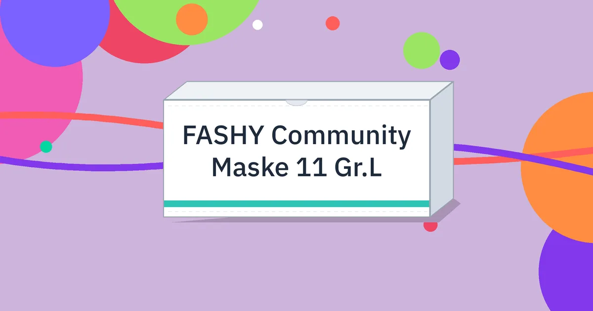Symbolbild: Packung mit der Aufschrift FASHY Community Maske 11 Gr.L (PZN 16867592) – Verfügbarkeit und Bezug in Apotheken in Frankfurt am Main