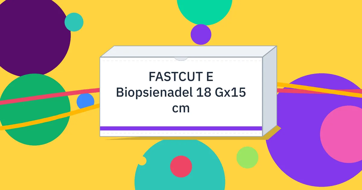 Symbolbild: Packung mit der Aufschrift FASTCUT E Biopsienadel 18 Gx15 cm (PZN 16922546) – Verfügbarkeit und Bezug in Apotheken in Frankfurt am Main