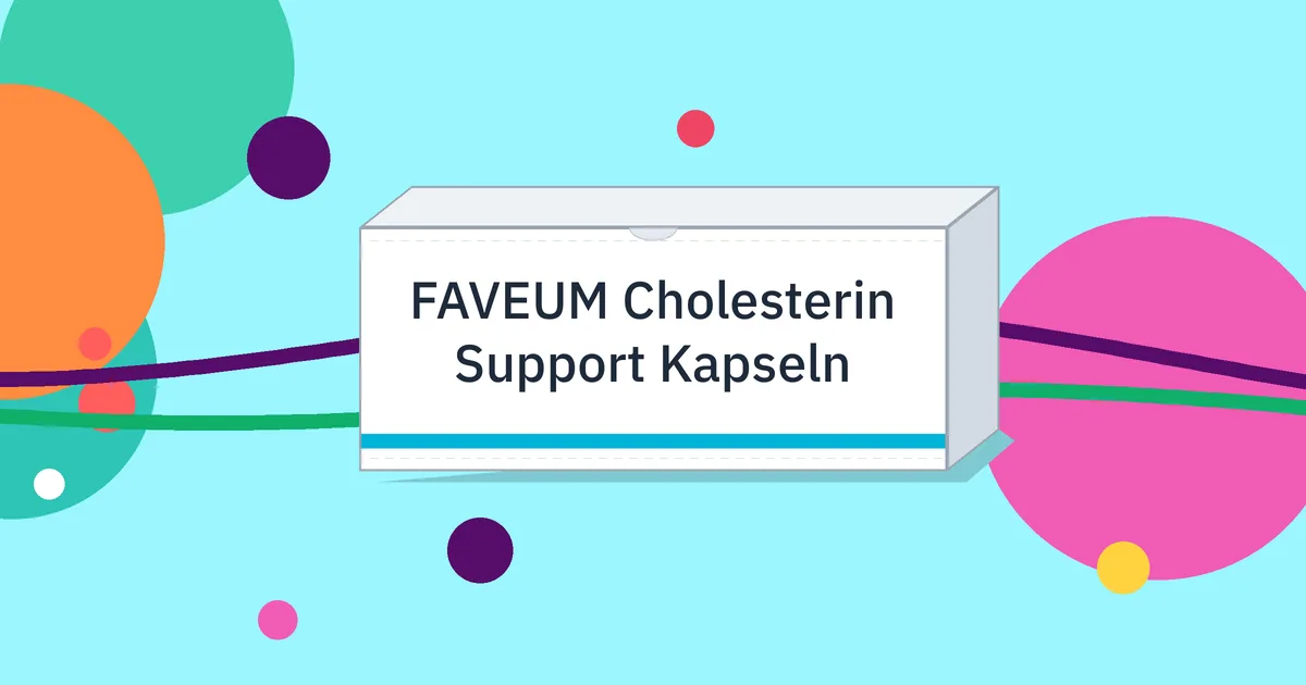 Symbolbild: Packung mit der Aufschrift FAVEUM Cholesterin Support Kapseln (PZN 16800961) – Verfügbarkeit und Bezug in Apotheken in Frankfurt am Main