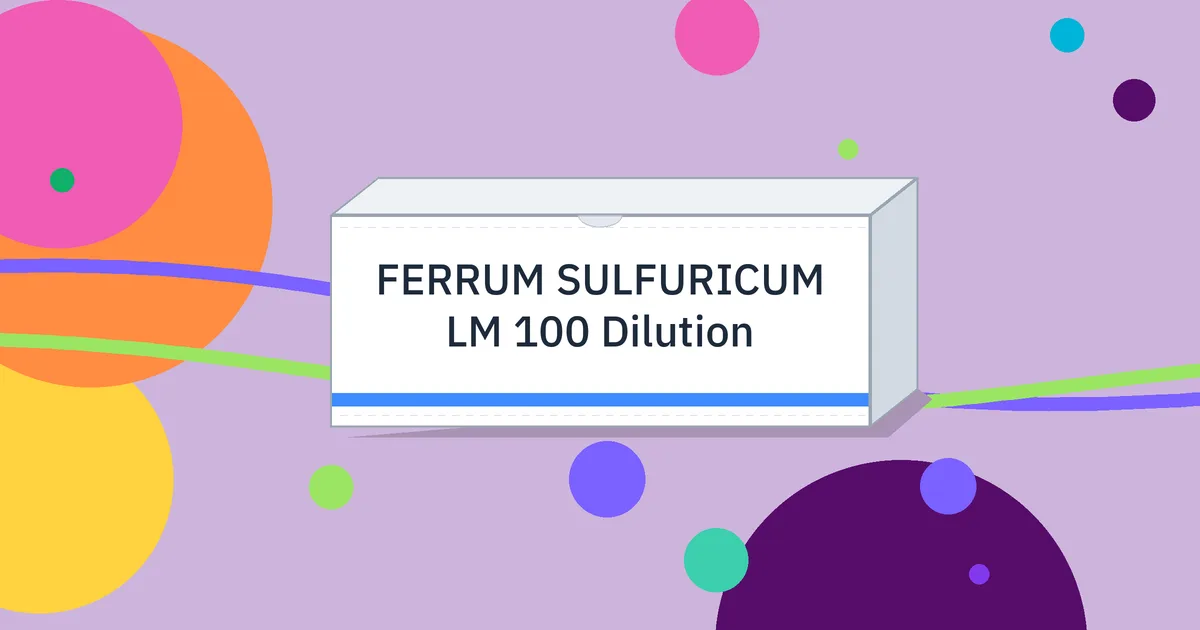 Symbolbild: Packung mit der Aufschrift FERRUM SULFURICUM LM 100 Dilution (PZN 12853794) – Verfügbarkeit und Bezug in Apotheken in Frankfurt am Main