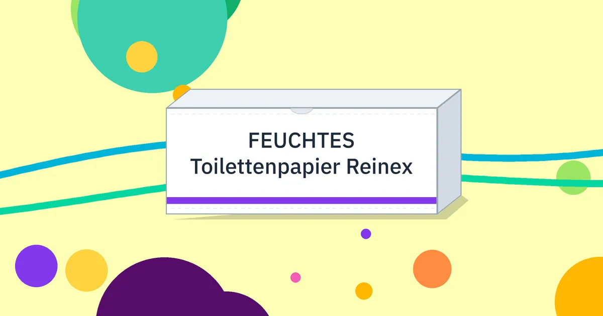 Symbolbild: Packung mit der Aufschrift FEUCHTES Toilettenpapier Reinex (PZN 20327022) – Verfügbarkeit und Bezug in Apotheken in Frankfurt am Main
