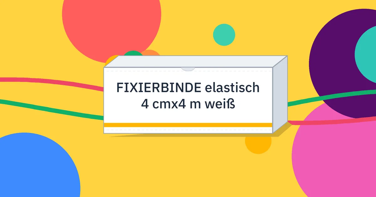 Symbolbild: Packung mit der Aufschrift FIXIERBINDE elastisch 4 cmx4 m weiß (PZN 01960239) – Verfügbarkeit und Bezug in Apotheken in Frankfurt am Main