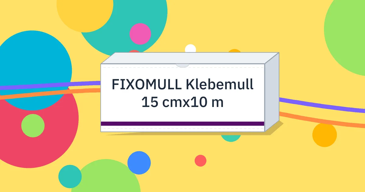 Symbolbild: Packung mit der Aufschrift FIXOMULL Klebemull 15 cmx10 m (PZN 18127095) – Verfügbarkeit und Bezug in Apotheken in Frankfurt am Main